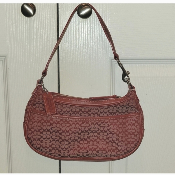 Coach | Bags | Perfect Condition Red Coach Leather Canvas Small Bag ...